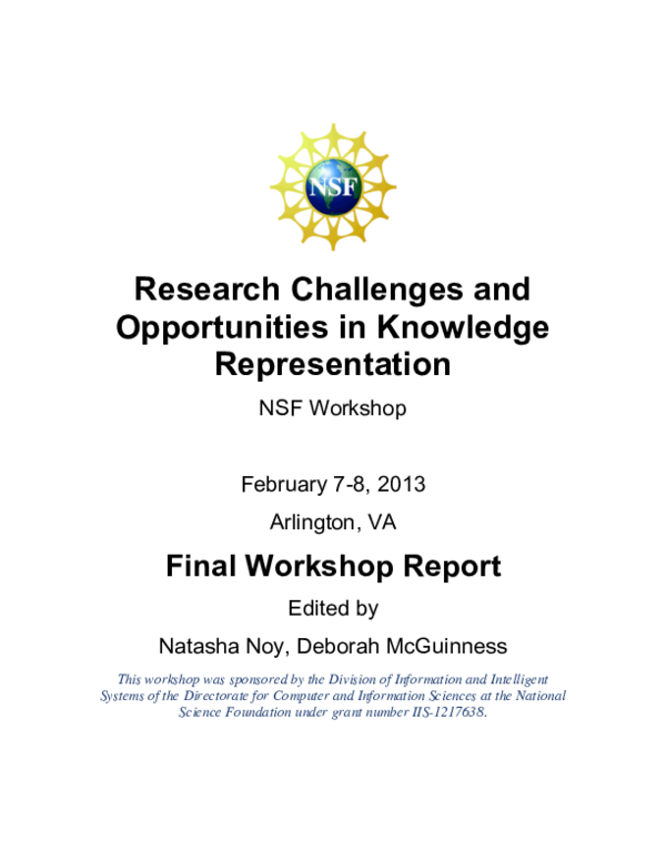(PDF) Research Challenges and Opportunities in Knowledge Representation