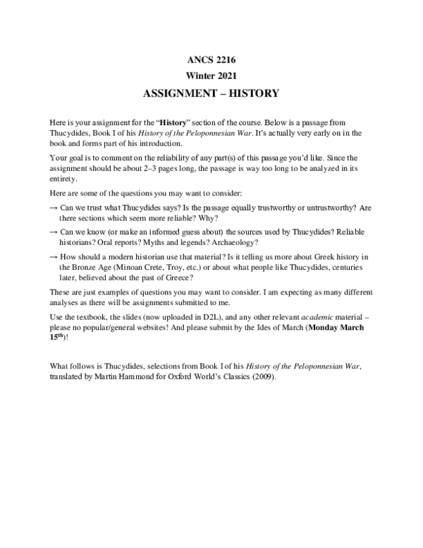 (PDF) HISTORY ─ Assignment ─ "Approaches to Ancient Studies"