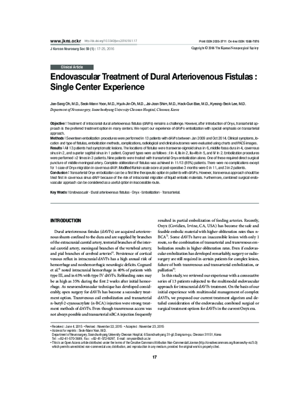 (PDF) Endovascular Treatment of Dural Arteriovenous Fistulas of the Transverse and Sigmoid ...