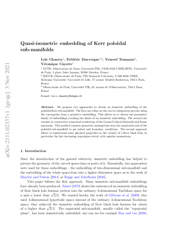 (PDF) Quasi-isometric embedding of Kerr poloidal submanifolds