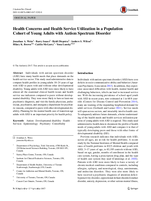 (PDF) Health Concerns and Health Service Utilization in a Population ...
