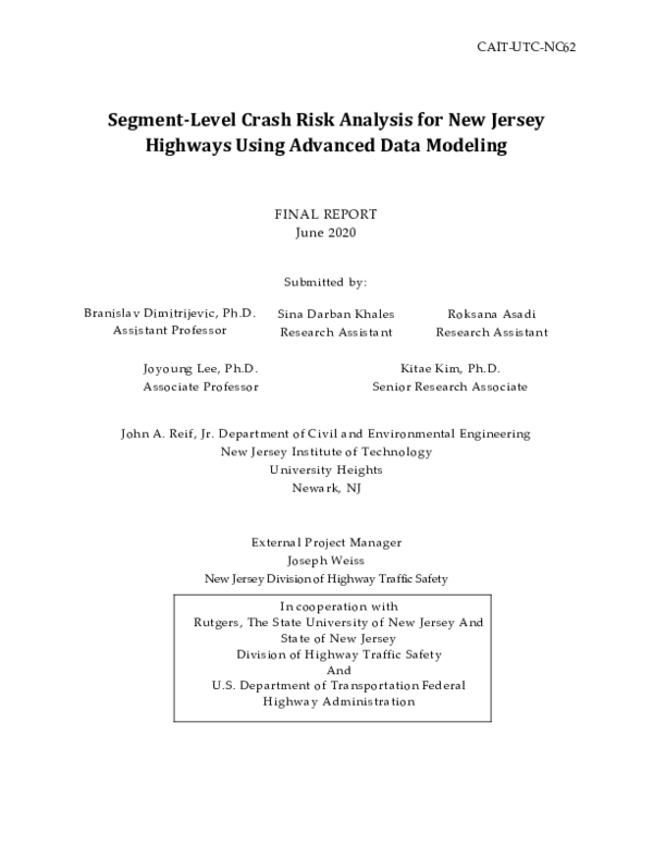 (PDF) Segment-Level Crash Risk Analysis for New Jersey Highways Using Advanced Data Modeling