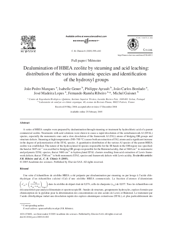 (PDF) Dealumination of HBEA zeolite by steaming and acid leaching ...