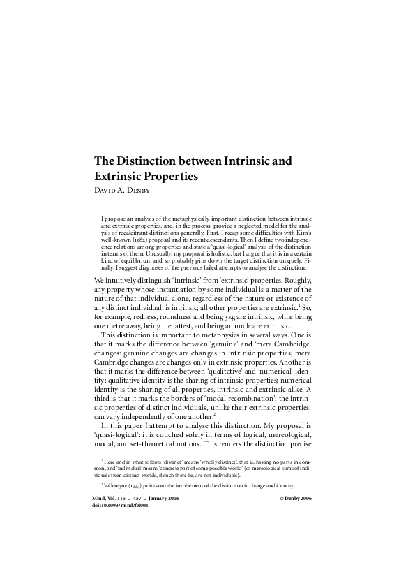 (PDF) The Distinction between Intrinsic and Extrinsic Properties