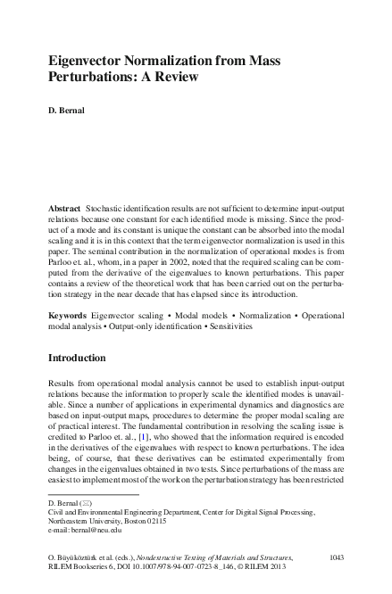 (PDF) Eigenvector Normalization from Mass Perturbations: A Review
