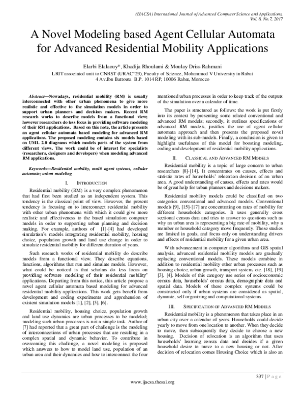 Pdf A Novel Modeling Based Agent Cellular Automata For Advanced