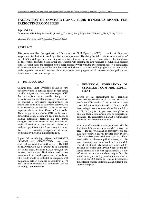 Pdf Validation Of A Computational Fluid Dynamics Model Of A Methane