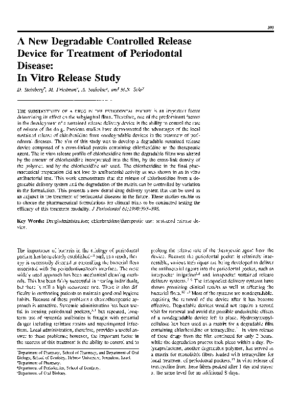 (PDF) A New Degradable Controlled Release Device for Treatment of ...