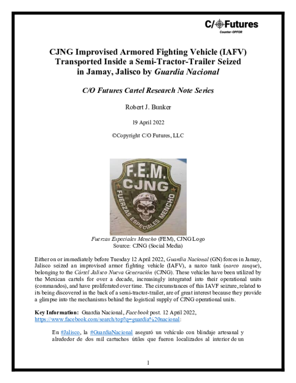 (PDF) CJNG Improvised Armored Fighting Vehicle (IAFV) Transported ...