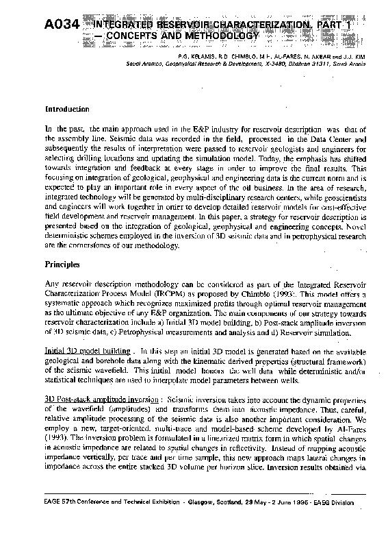 (PDF) Integrated Reservoir Characterization, Part 1 - Concepts and ...