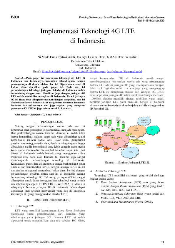 (PDF) Implementasi Teknologi 4G LTE di Indonesia
