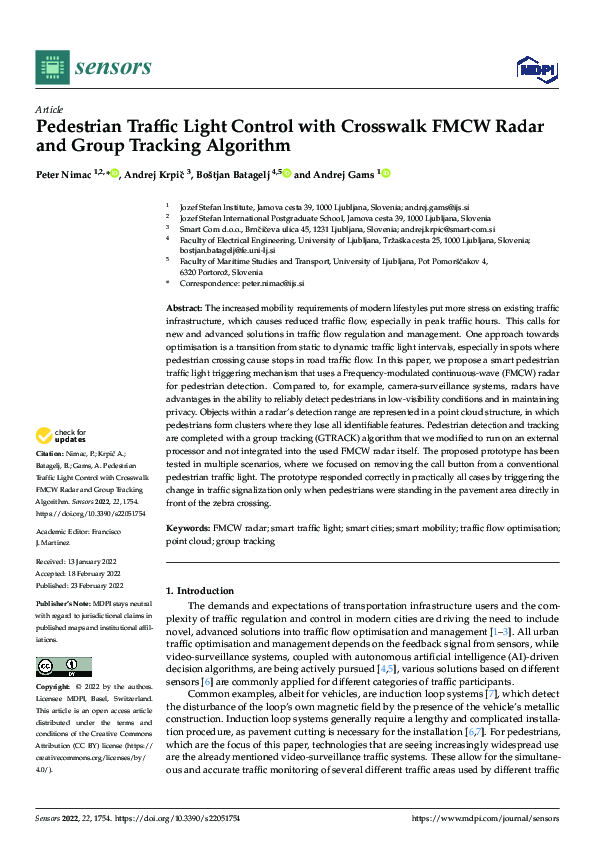 (PDF) Pedestrian Traffic Light Control with Crosswalk FMCW Radar and ...