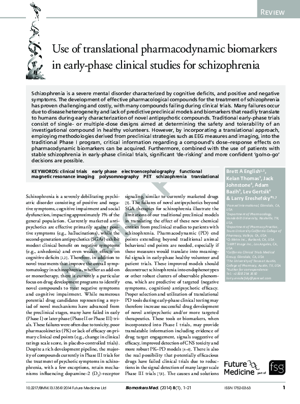 (PDF) Use of translational pharmacodynamic biomarkers in early-phase ...