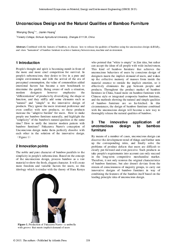 (PDF) Unconscious Design and the Natural Qualities of Bamboo Furniture