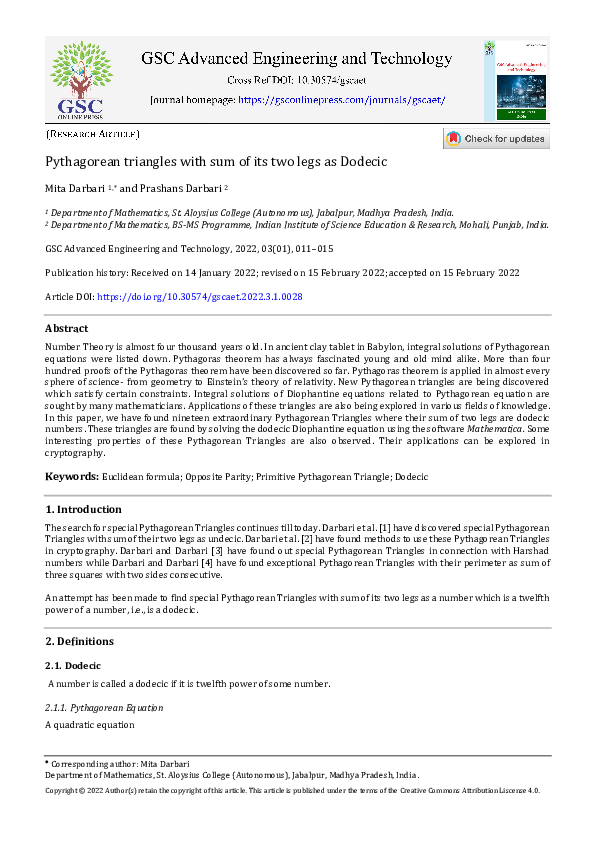 (PDF) Pythagorean triangles with sum of its two legs as Dodecic