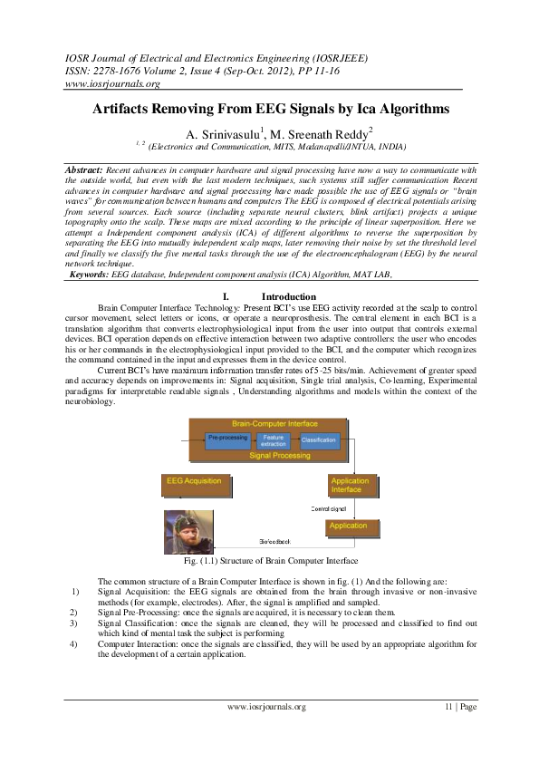 (PDF) Artifacts Removing From EEG Signals by Ica Algorithms
