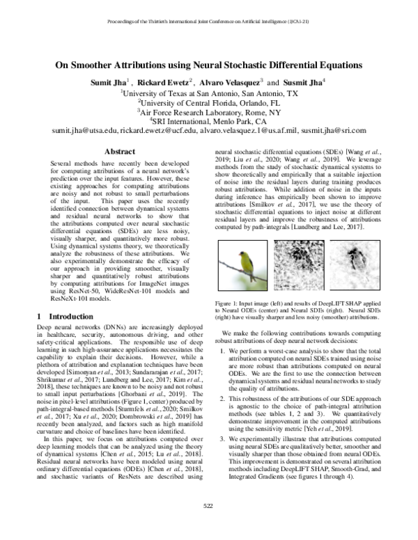 Pdf On Smoother Attributions Using Neural Stochastic Differential Equations Alvaro Velasquez