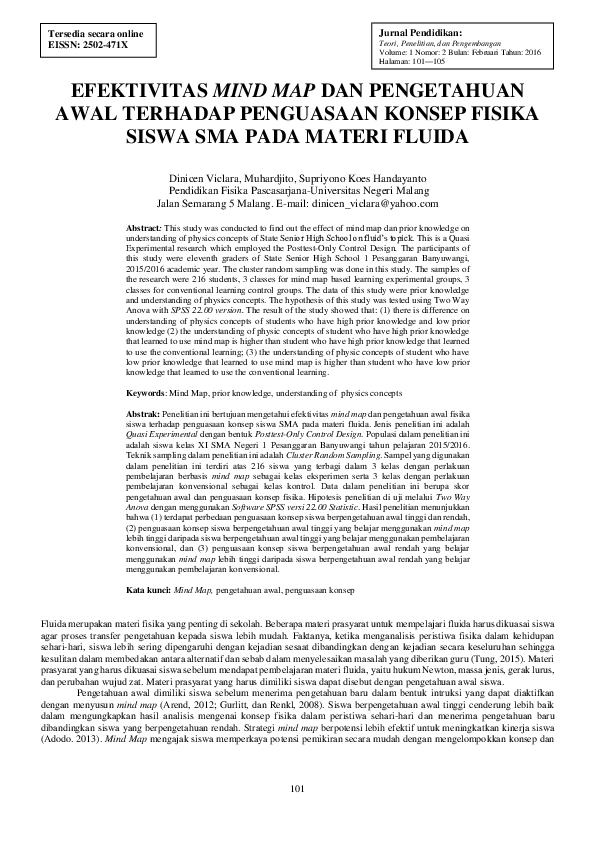 (PDF) Tersedia secara online EISSN: 2502-471X EFEKTIVITAS MIND MAP DAN ...