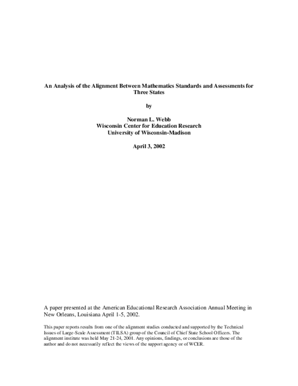 (PDF) An analysis of the alignment between mathematics standards and ...
