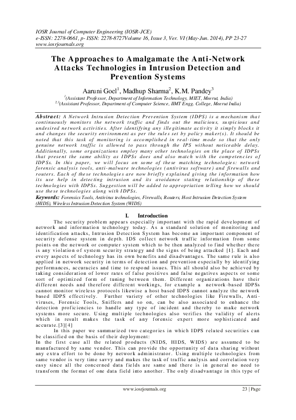 (PDF) The Approaches to Amalgamate the Anti-Network Attacks ...