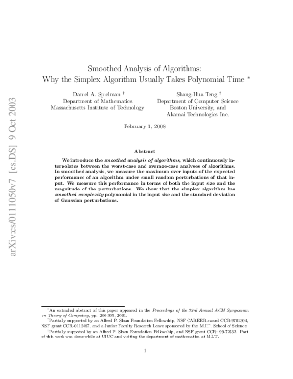 (PDF) Smoothed analysis of algorithms | S. Teng - Academia.edu