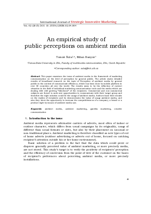 (PDF) An empirical study of public perceptions on ambient media
