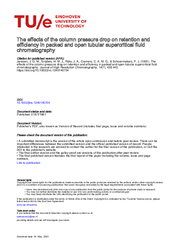 (PDF) The effects of the column pressure drop on retention and ...