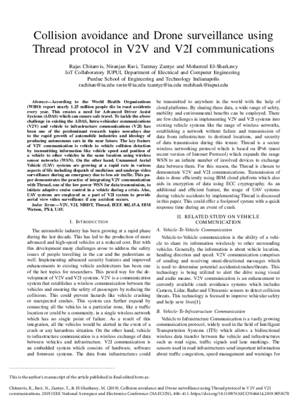(PDF) Collision avoidance and Drone surveillance using Thread protocol ...