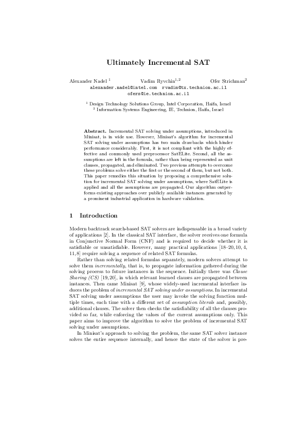 (PDF) Ultimately Incremental SAT