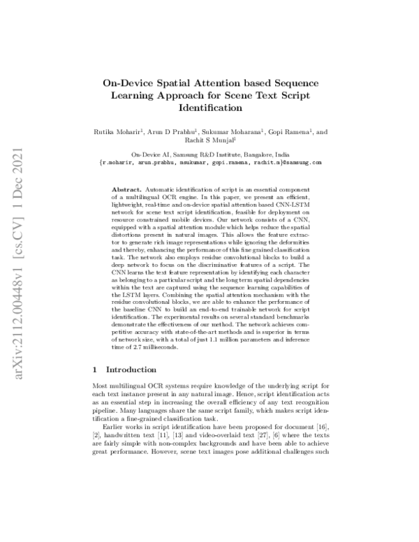 Pdf On Device Spatial Attention Based Sequence Learning Approach For Scene Text Script 1615