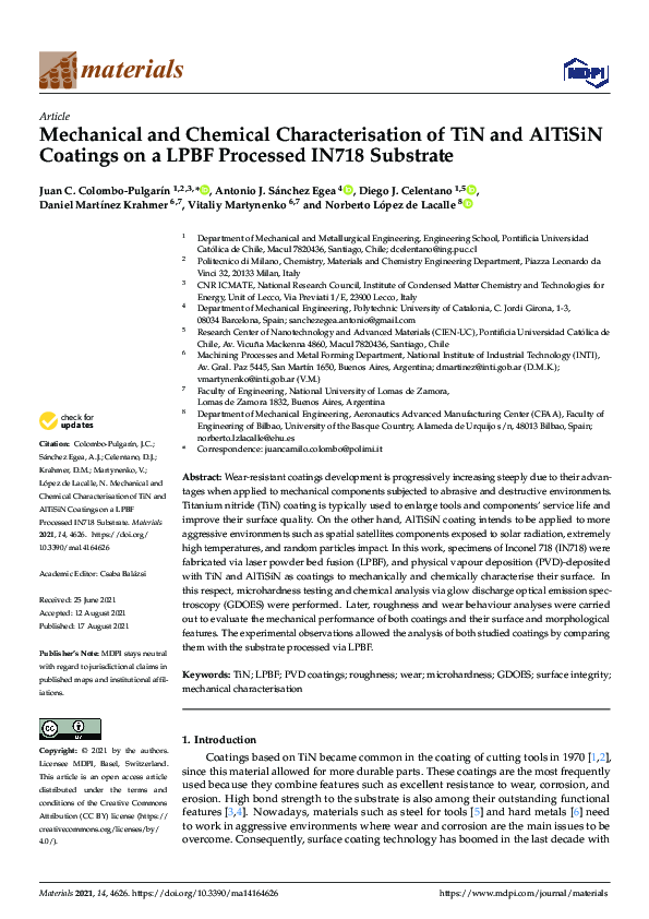 (PDF) Mechanical and Chemical Characterisation of TiN and AlTiSiN ...