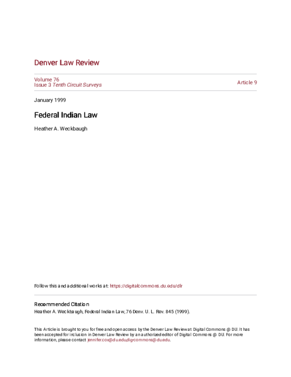 (PDF) Federal Indian Law