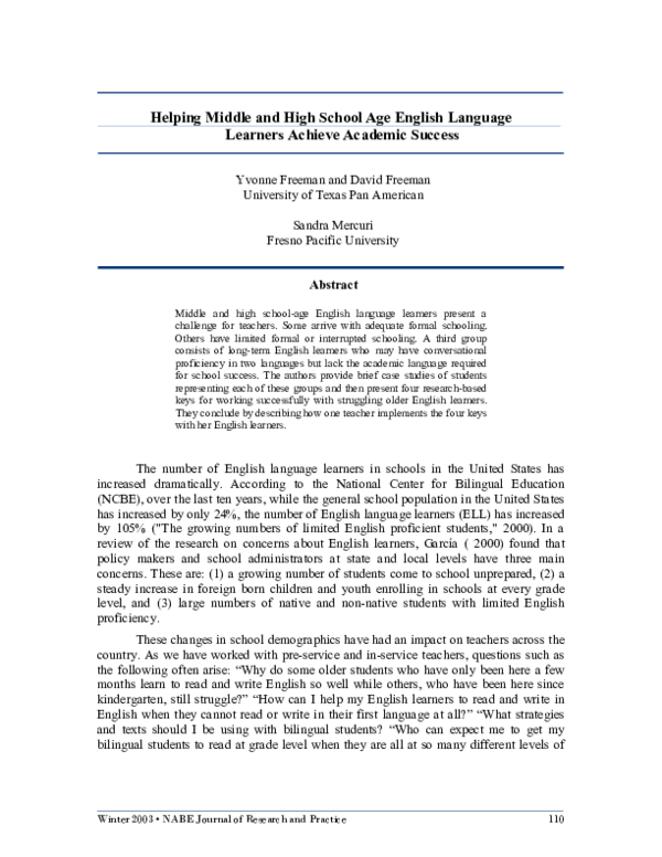 (PDF) Helping middle and high school age English language learners ...