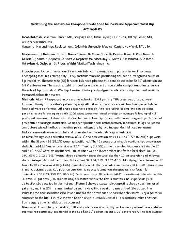 (PDF) Redefining the Acetabular Component Safe Zone for Posterior ...