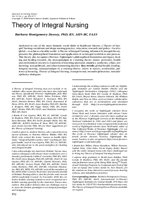 (PDF) Theory of Integral Nursing