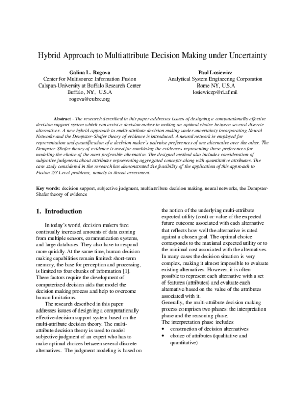 (PDF) Hybrid Approach to Multiattribute Decision Making under Uncertainty