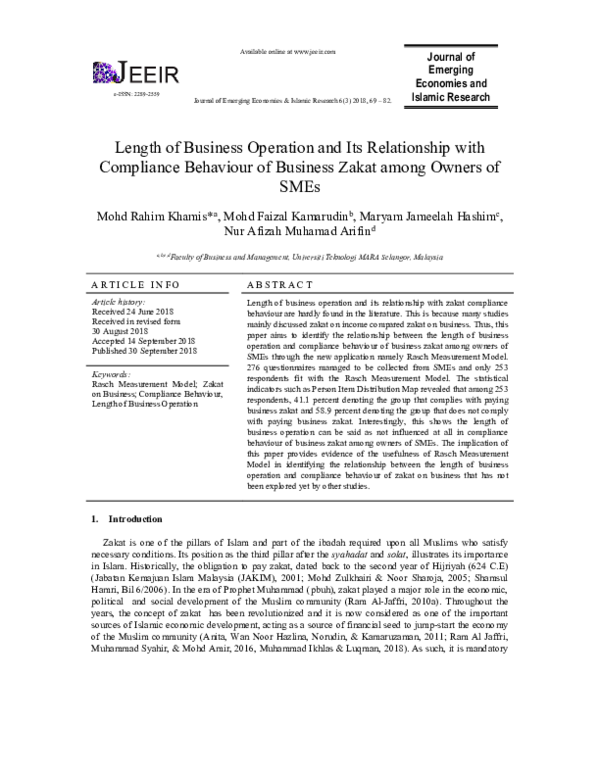 (PDF) Length of business operation and its relationship with compliance behaviour of business ...