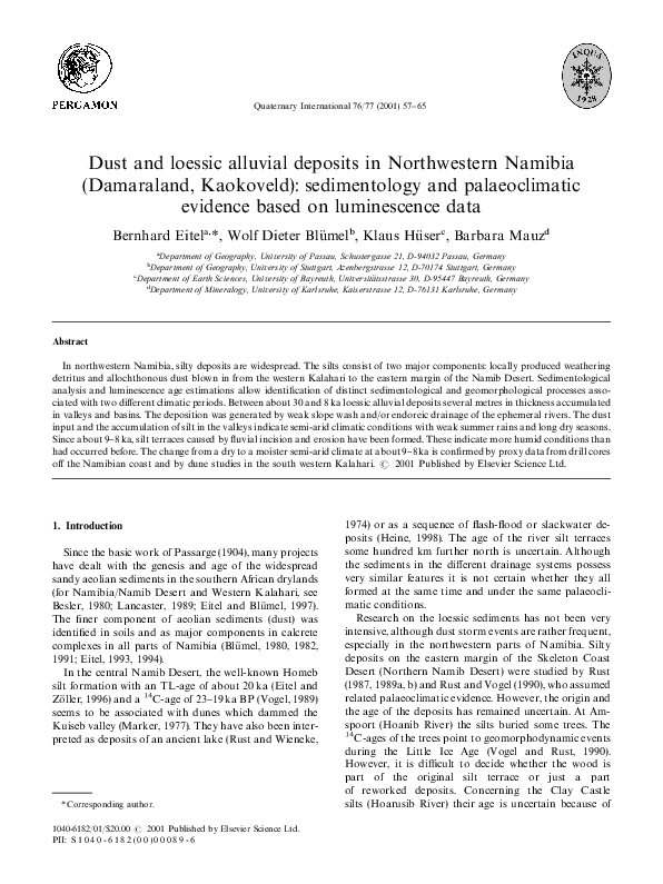 (PDF) Dust and loessic alluvial deposits in Northwestern Namibia ...