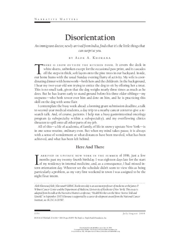 (PDF) Surprising Adjustments of an Immigrant Doctor