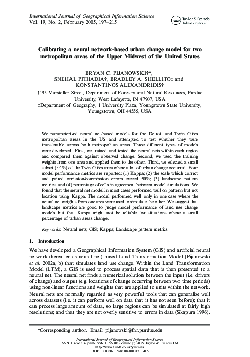 (PDF) Calibrating a neural network‐based urban change model for two ...