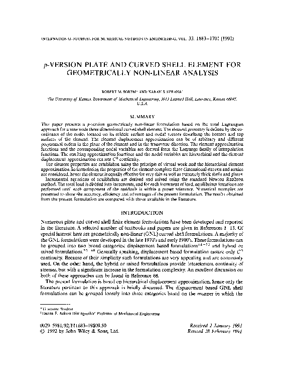 (PDF) p-Version plate and curved shell element for geometrically non ...
