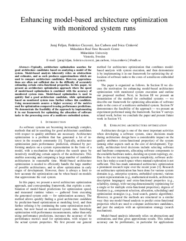 Pdf Enhancing Model Based Architecture Optimization With Monitored System Runs