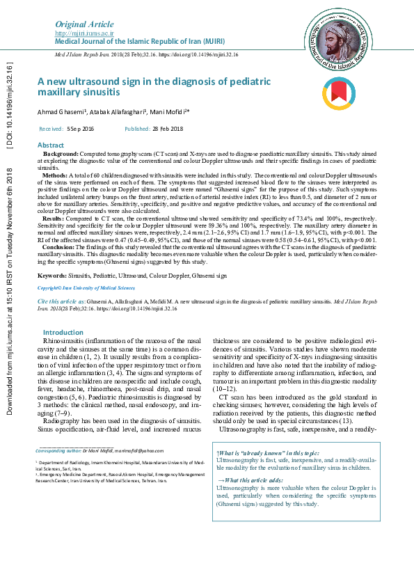 (PDF) A new ultrasound sign in the diagnosis of pediatric maxillary ...