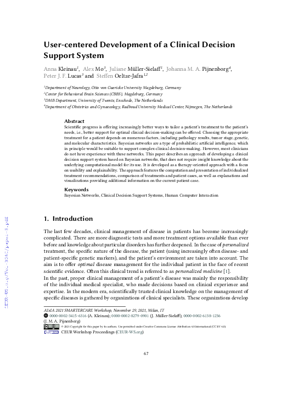 (PDF) User-centered Development of a Clinical Decision Support System