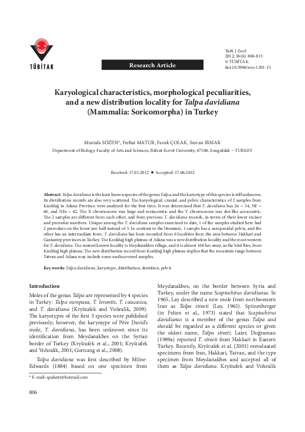 (PDF) Karyological characteristics, morphological peculiarities, and a ...