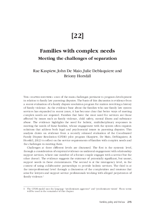 (PDF) Families with complex needs: Meeting the challenges of separation