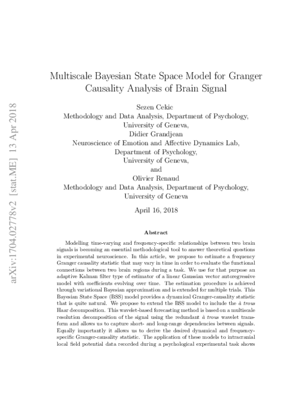 (PDF) Multiscale Bayesian state-space model for Granger causality analysis of brain signal