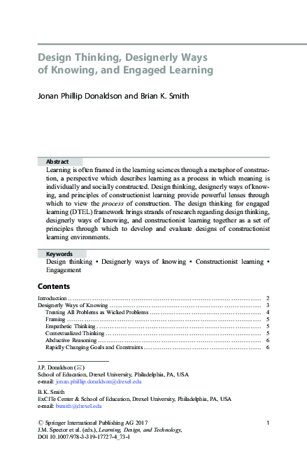 (PDF) Design Thinking, Designerly Ways of Knowing, and Engaged Learning