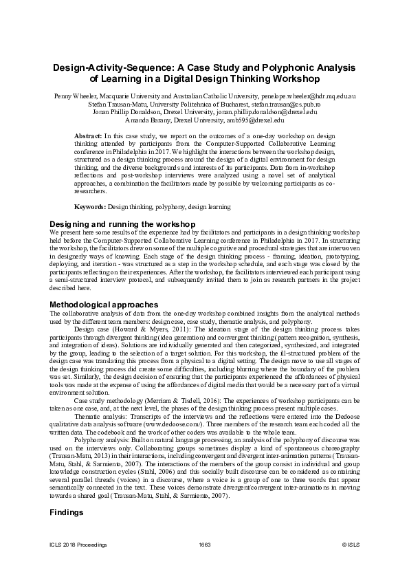 (PDF) Design-Activity-Sequence: A Case Study and Polyphonic Analysis of ...