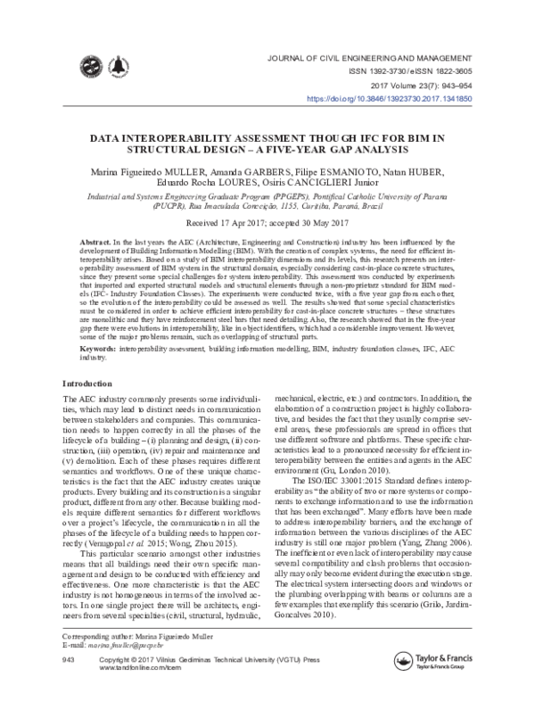 Pdf Data Interoperability Assessment Though Ifc For Bim In Structural Design A Five Year Gap